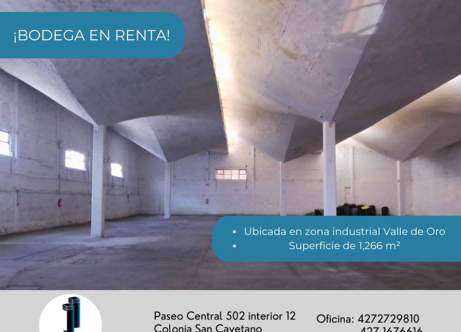 BODEGA DE 1300 M² EN RENTA EN ZONA INDUSTRIAL VALLE DE ORO SAN JUAN DEL RÍO | Lamudi.com.mx