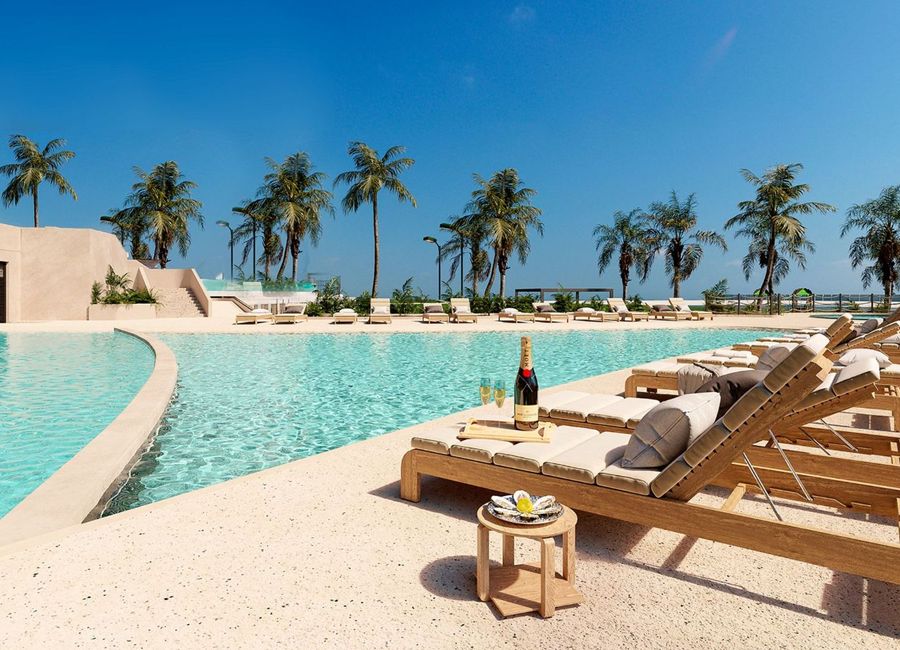 Departamento con vistas al mar y a la marina, muelle, golf, marina en venta en Puerto Cancún ...